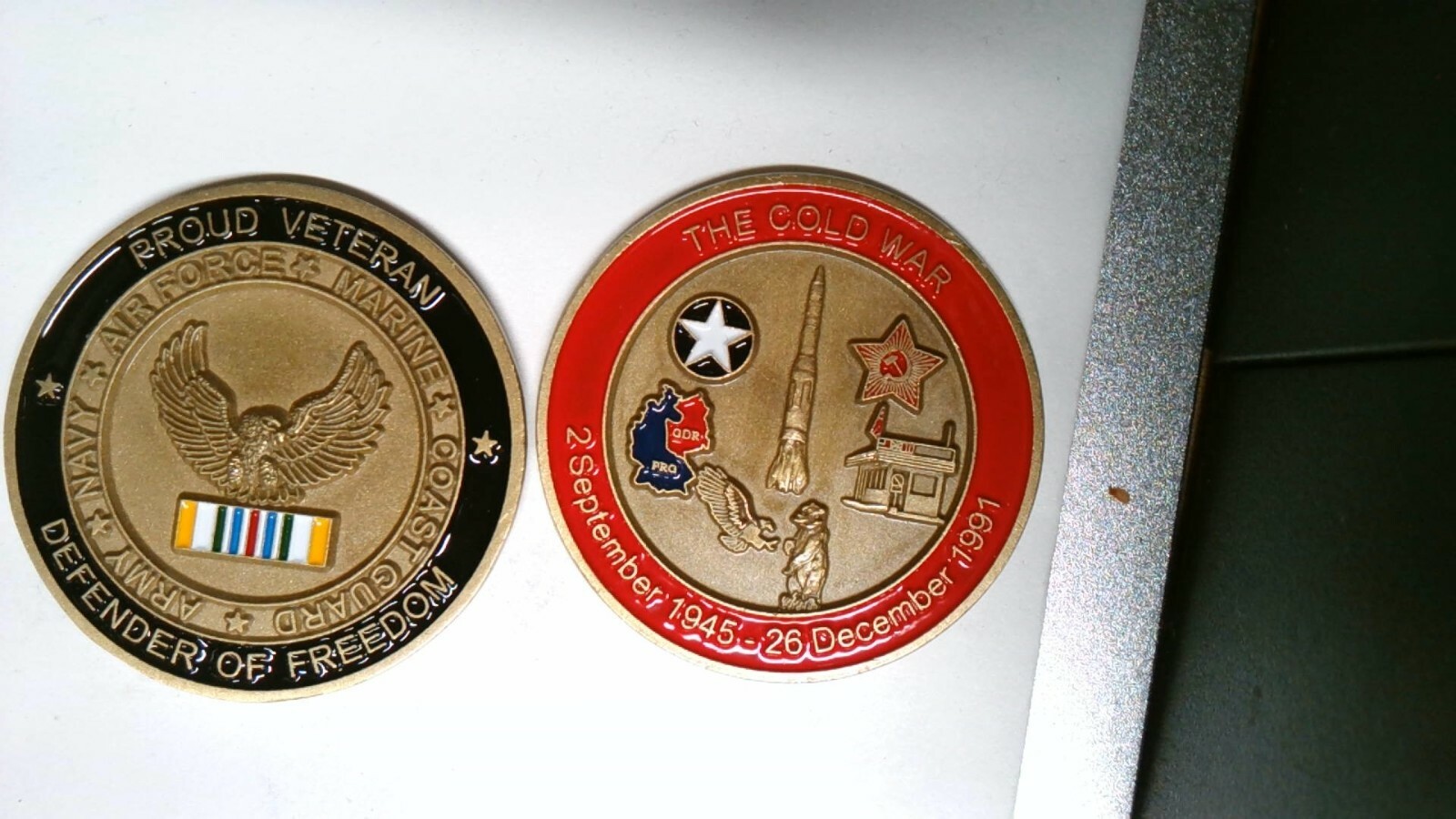 CHALLENGE COIN PROUD VETERAN OF THE COLD WAR ALL FORCES DEFENDERS OF ...