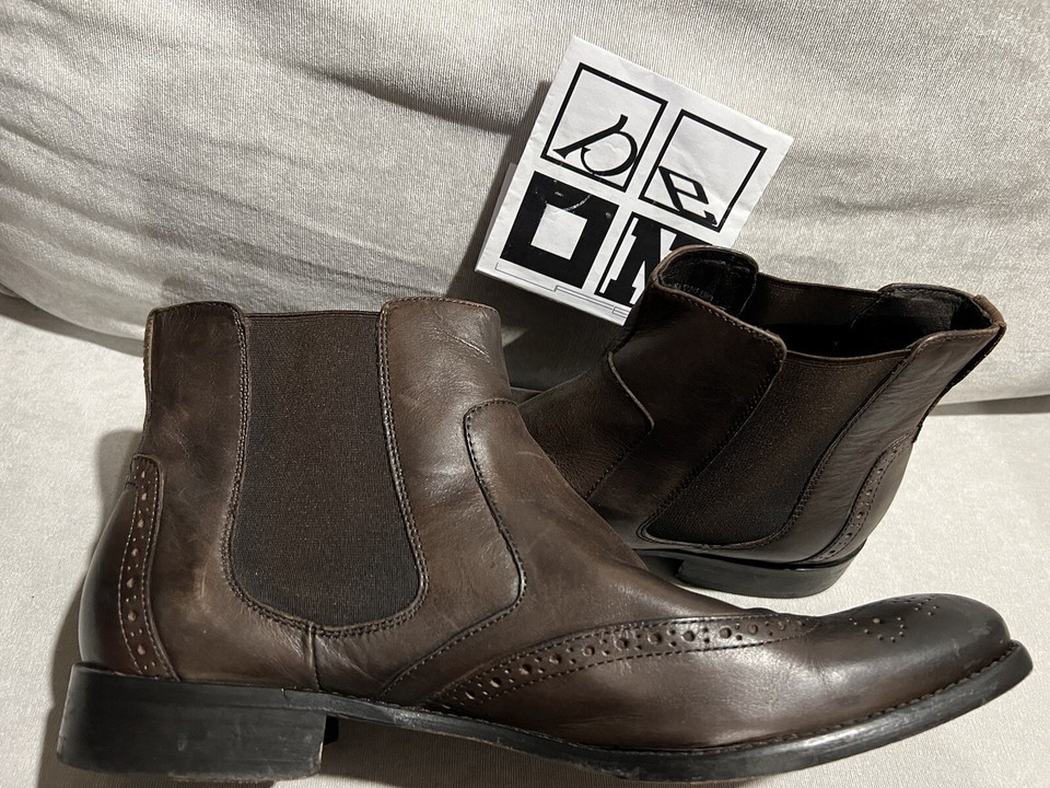 John Varvatos USA Wood Brown Leather Wingtip Dress Cheslea Boot size 13 ...