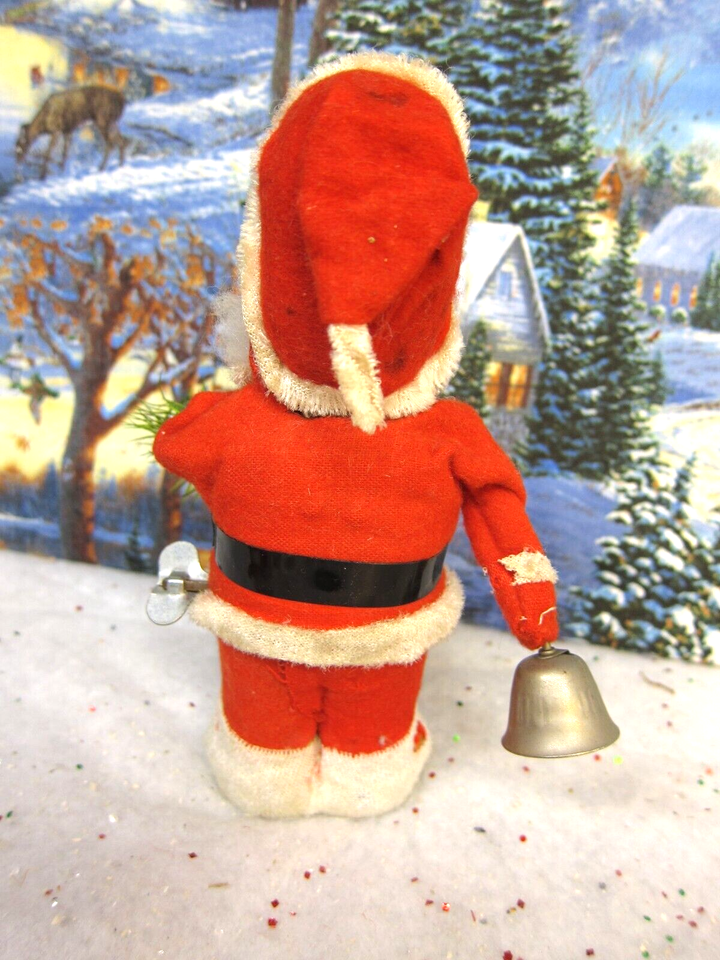 Vintage Tin Japan Wind Up Bell Ringer Santa Claus Christmas Working ...