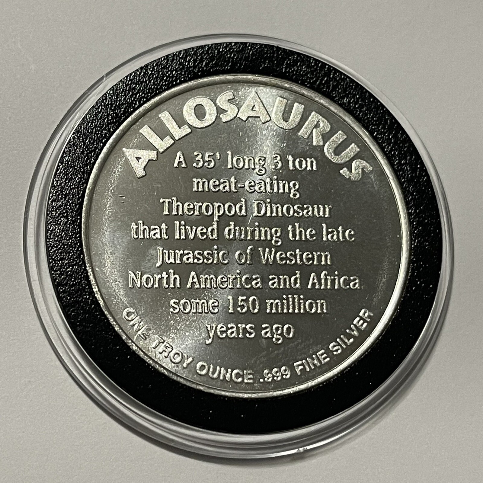 Allosaurus Dinosaur Collectible Coin 1 Troy Oz .999 Fine Silver Ag ...