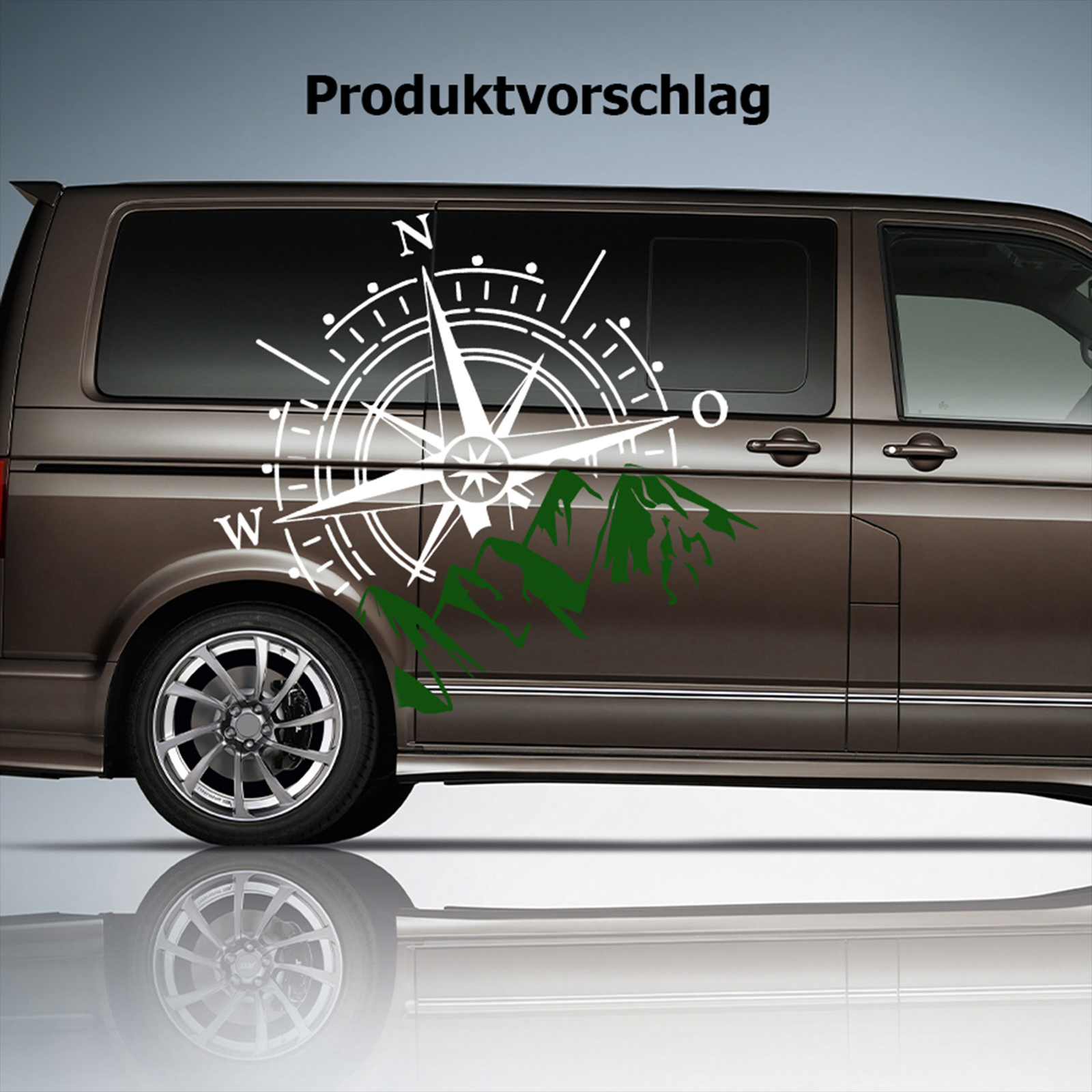 Aufkleber Set Kompass & Berge 60x56cm Windrose Sticker Auto Wohnwagen ...