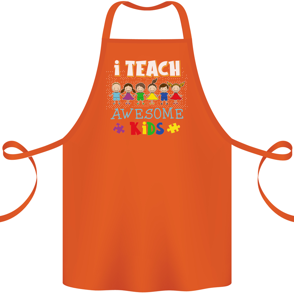 Autism Teacher I Teach Awesome Kid Autistic Cotton Apron 100% Organic ...