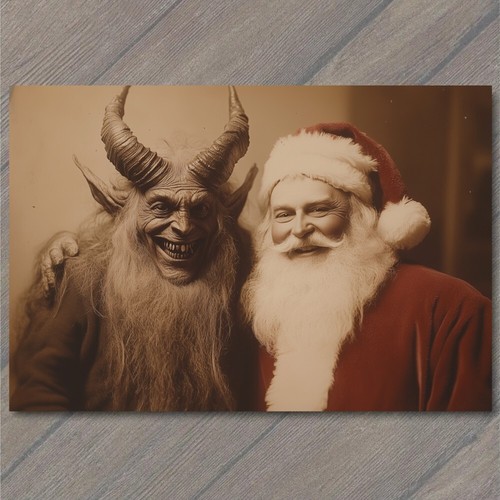 POSTCARD Krampus Evil Santa Christmas Weird Festive Scary Unusual ...