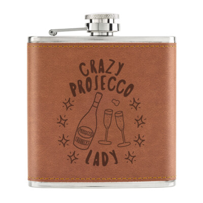 Crazy Prosecco Lady Stars 170ml Cuir PU Hip Flasque Brun Drôle Maman ...
