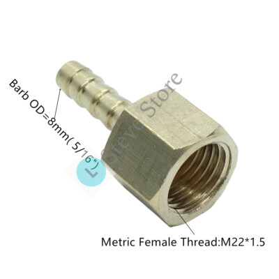 Metric Female Thread M22 M22x1.5 To Barb 8mm 5/16"Hose Adapter Fitting ...