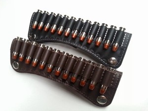 Leather Ammo Slide Pouch With Press Studs Holds 12 Rounds .38 .357 MAG ...