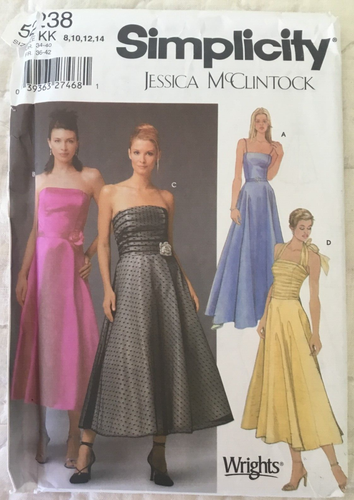 2004 SIMPLICITY PATTERN JESSICA McCLINTOCK FIT 'N FLARE DRESS/GOWN 8-14 ...