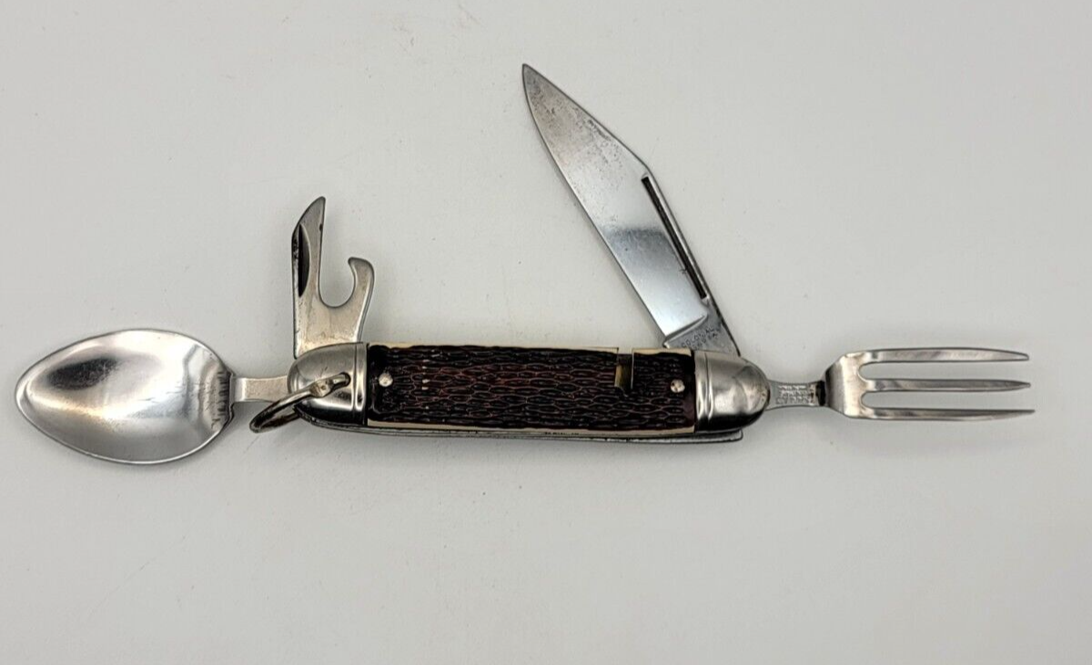 Vintage Colonial Prov. USA Folding Pocket Knife Camping Spoon Fork ...