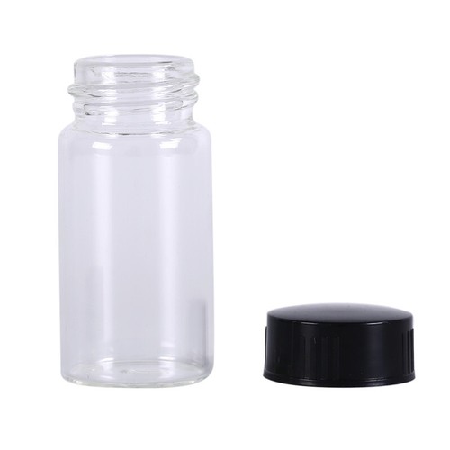 1pcs 20ml small lab glass vials bottles clear containers with black ...