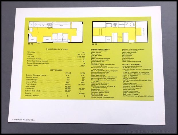 1976 1977 GMC Jimmy Mini Motorhome Camper Original 1-page Sales ...