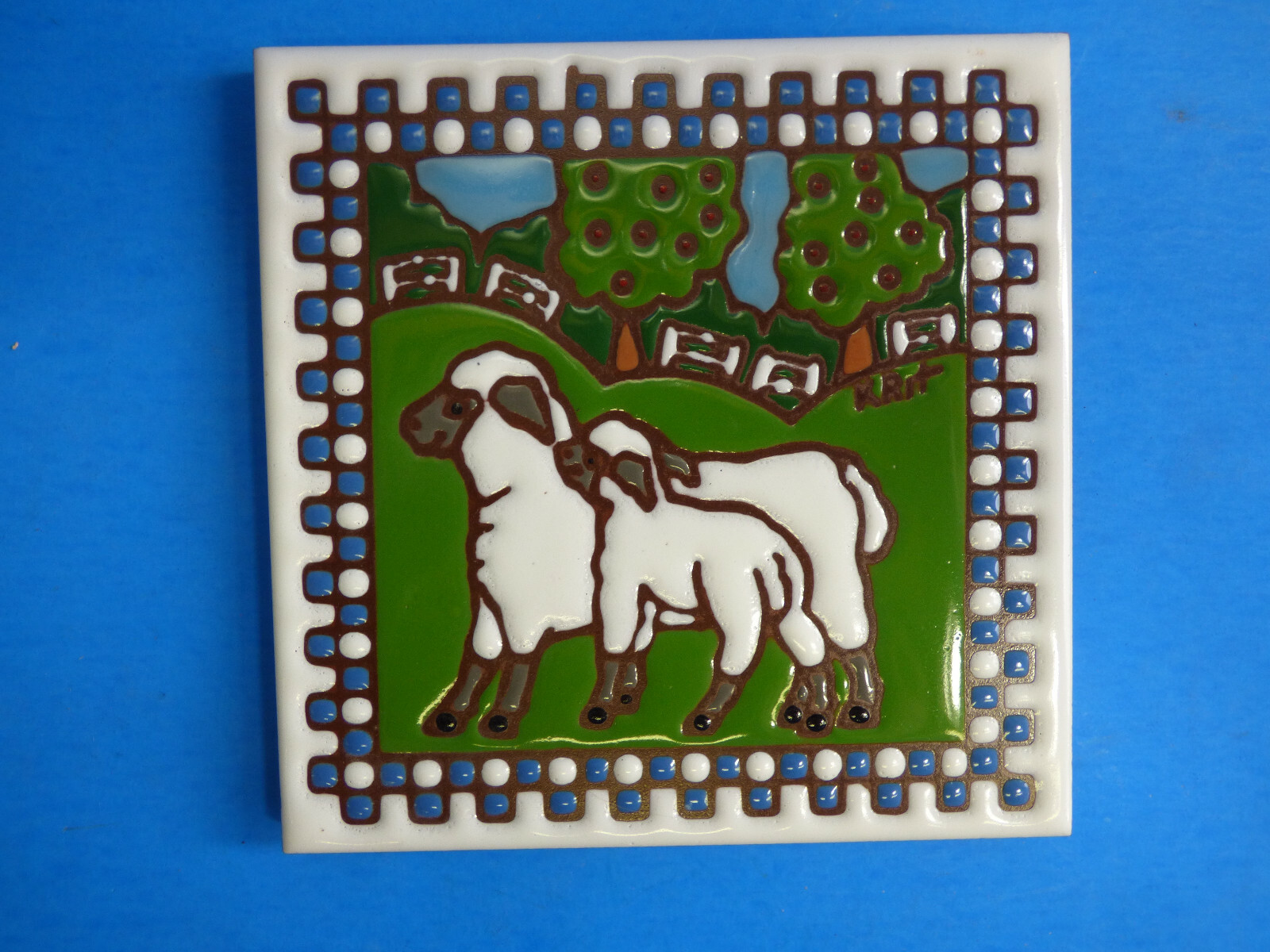 Ceramic Art Tile 6"x6" Lamb Sheep Country Ranch Cute Kitchen Trivet ...