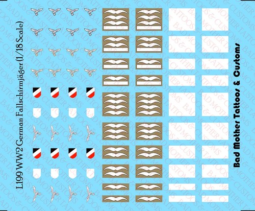 WW2 German Paratrooper Waterslide Decals for 1/18 scale action figures ...