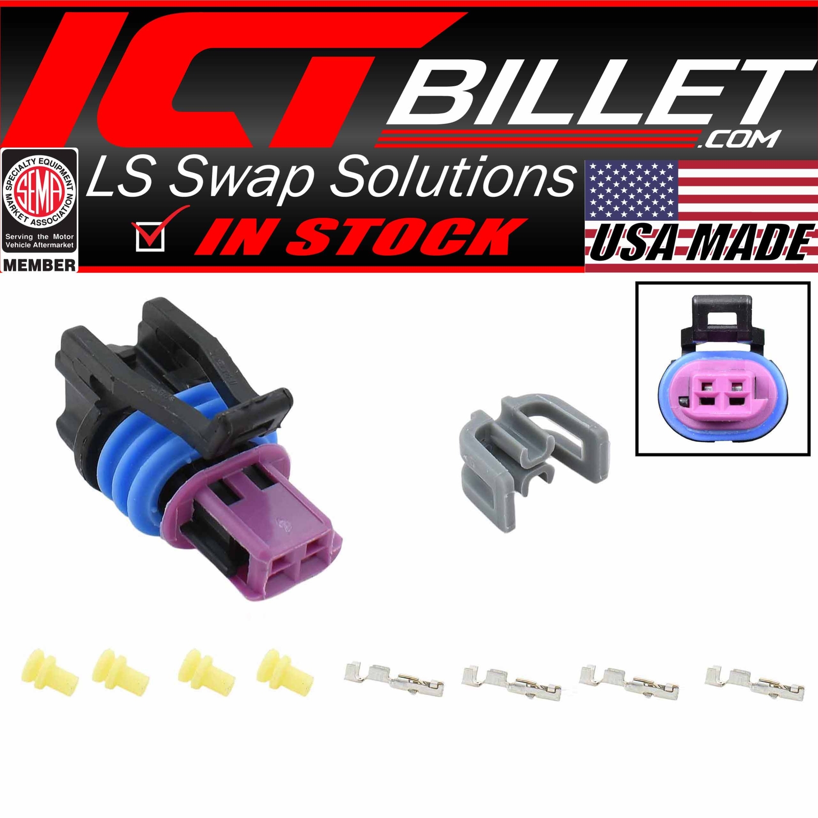 ICT Billet LS 2-Wire Coolant Temperature Sensor Connector Component Kit ...