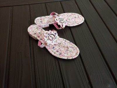 CROWN & IVY LADIES PINK MULTI-COLORED SLIDE IN OPEN TOE SANDALS (6M) | eBay