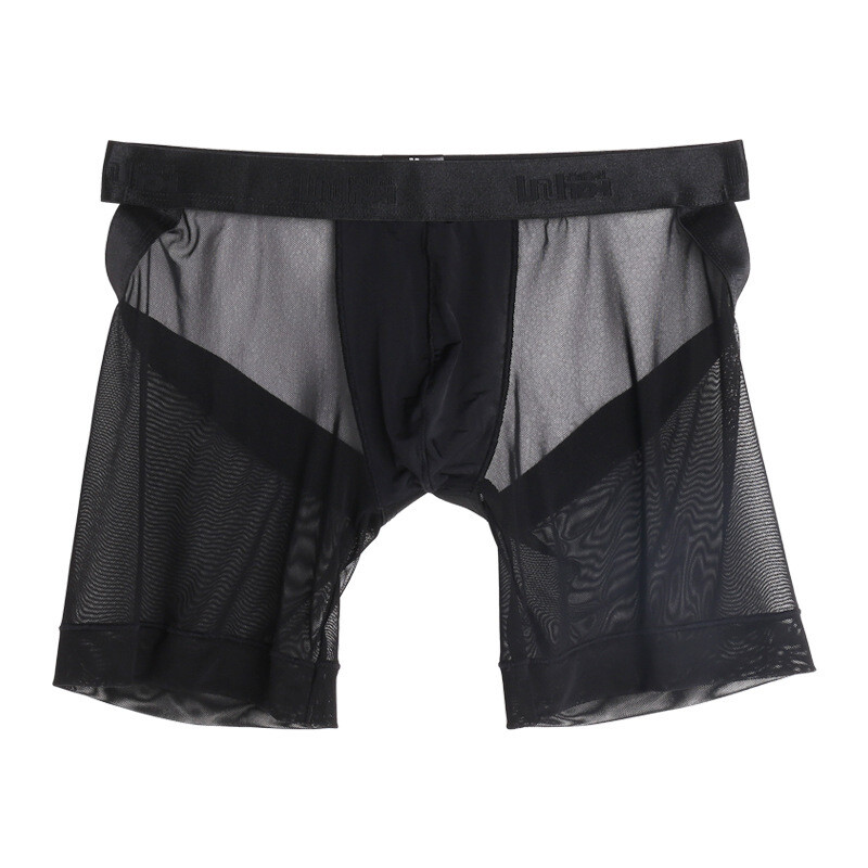 Men Sheer Mesh See-through Boxer Shorts Sexy Underwear Pouch Underpants ...