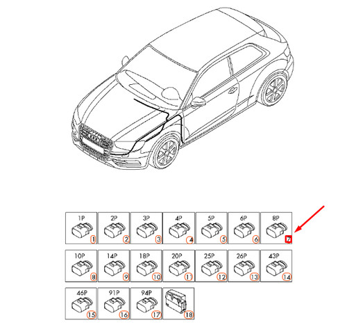 NEW AUDI A3 8V FLAT CONTACT HOUSING 8 PIN BLACK 4F0972708 OEM NO DUTY ...