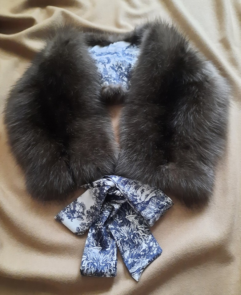 Dark Russian Sable Fur & Silk Elegant Scarf Collar | eBay UK