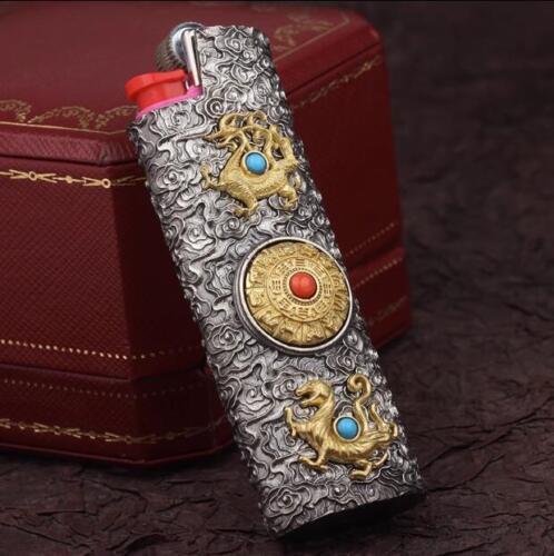 Brass Lighter Case Cover Holder Fits Bic J5 Lighter Retro Lighter ...