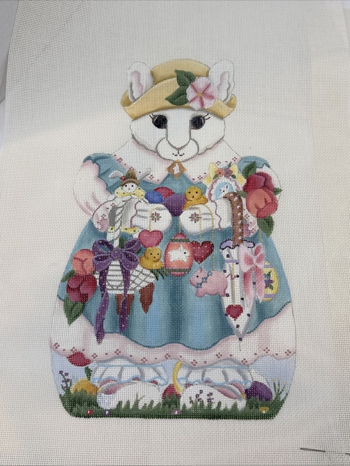 Needlepoint Easter Rabbit Two-Sided Standup Doll Canvas 18Ct Mesh | eBay