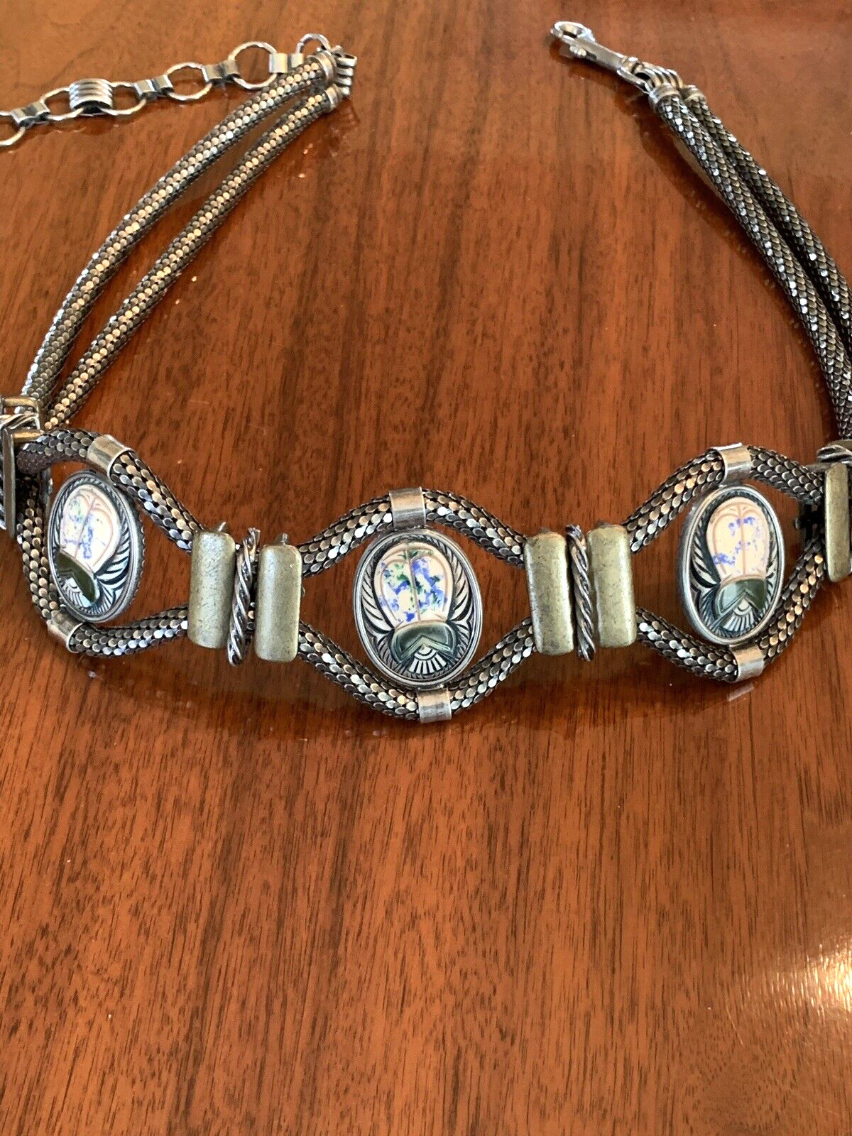 Rare Vintage Egyptian Revival Designer Scarab Belt 19… - Gem