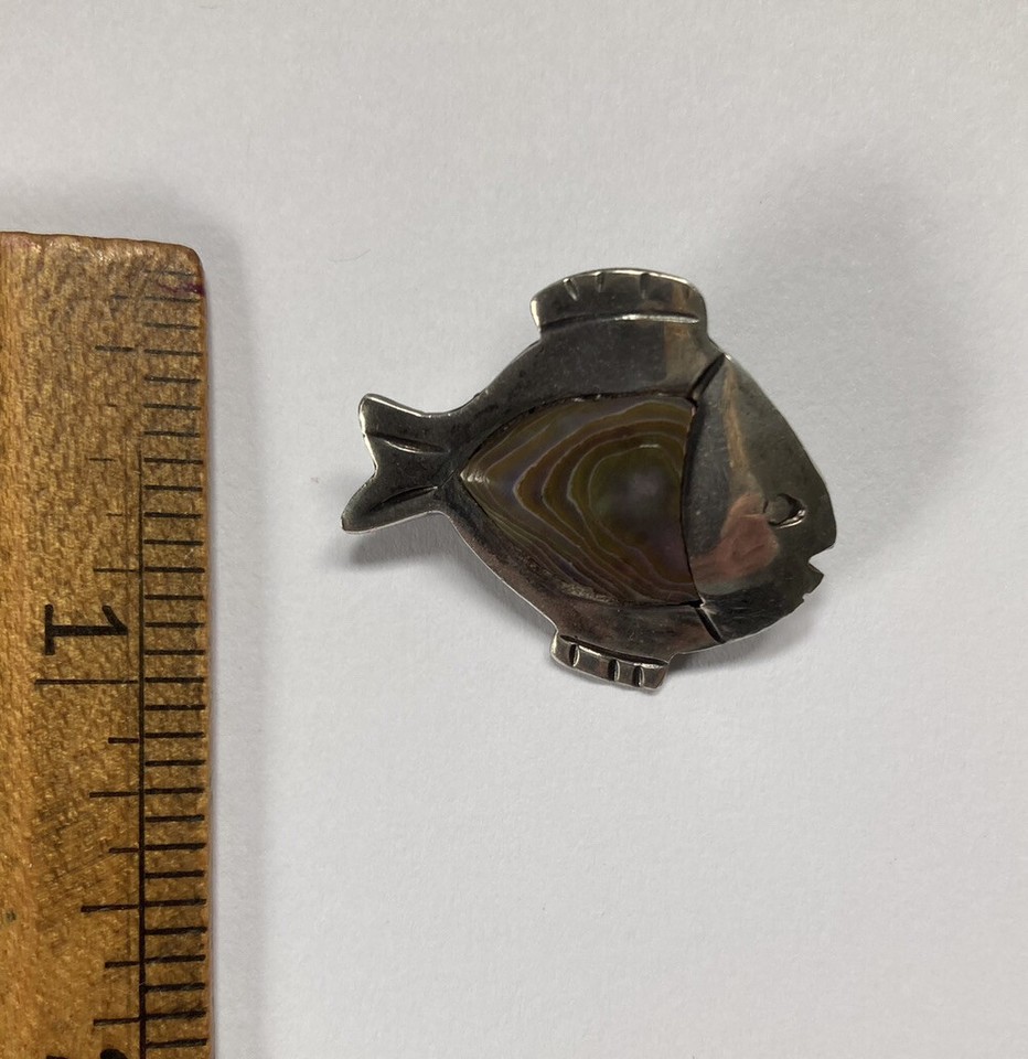 Taxco Signed TLR Sterling Silver Abalone Tropical Angel Fish Pin ...