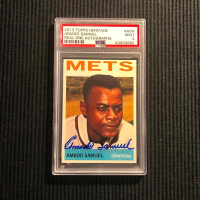 2013 TOPPS HERITAGE AMADO SAMUEL *REAL ONE AUTO PSA 9 MINT* METS | eBay