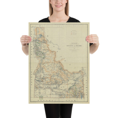 Old Idaho Map (1891) Vintage Potato State Atlas Poster | eBay
