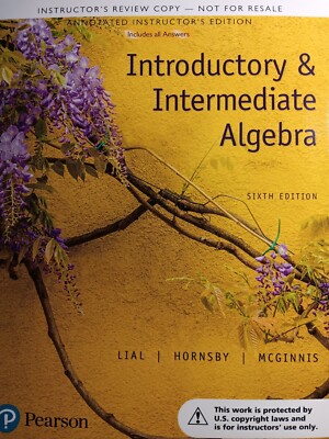 (ANNOTATED INSTRUCTOR'S EDITION) Introductory & Intermediate Algebra - by Lial 9780134493756| eBay