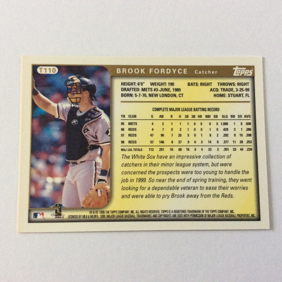 1999 Topps T110 Brook Fordyce Chicago White Sox | eBay