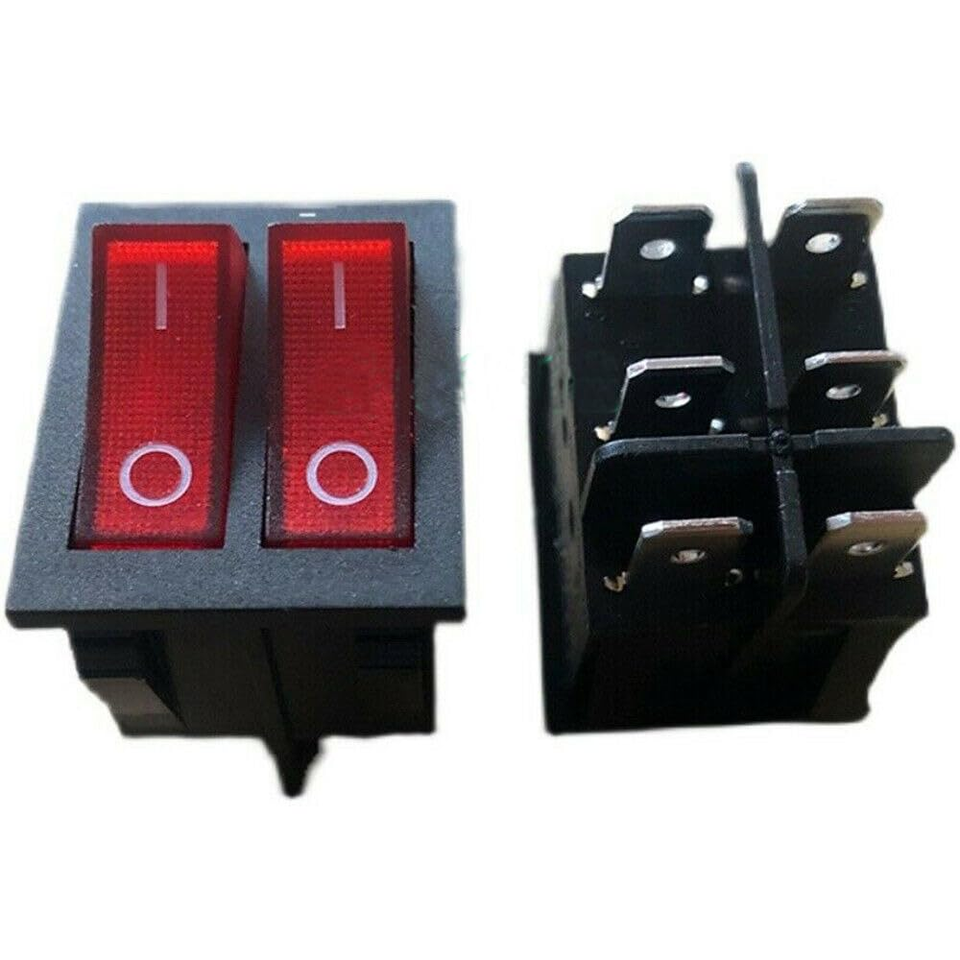 1Pcs for Soken RK1-23 Double Button Rocker Switch 6Pins 16A 250VAC Red ...