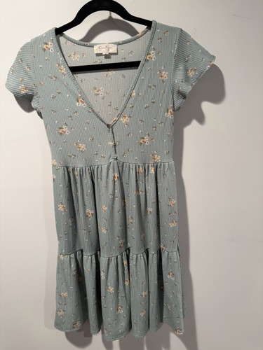 Jessica Simpson Green Floral Babydoll Sundress Medium | eBay