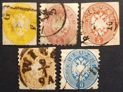 Austro stamps 1863 Arms 5v spacefillers SG45, 47, 48 and 49 | eBay