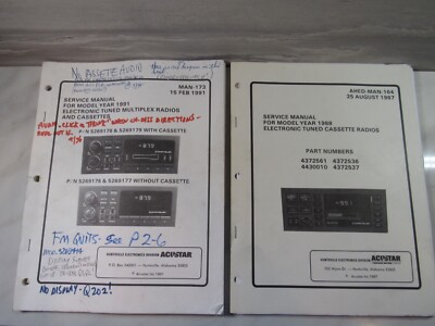 2 Acustar Chrysler Car Stereo Radio Service Manuals w/ Schematics 1987 ...