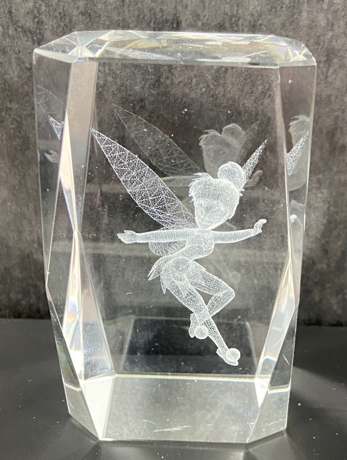 Walt Disney’s Tinker-bell 3D Laser Etched Crystal Glass Cube ...