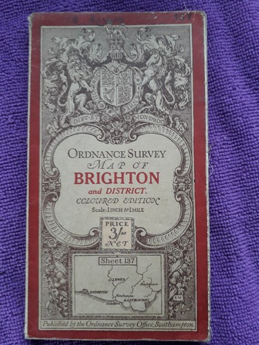 Cloth Backed Ordnance Survey Map Btighton 1912 | eBay UK