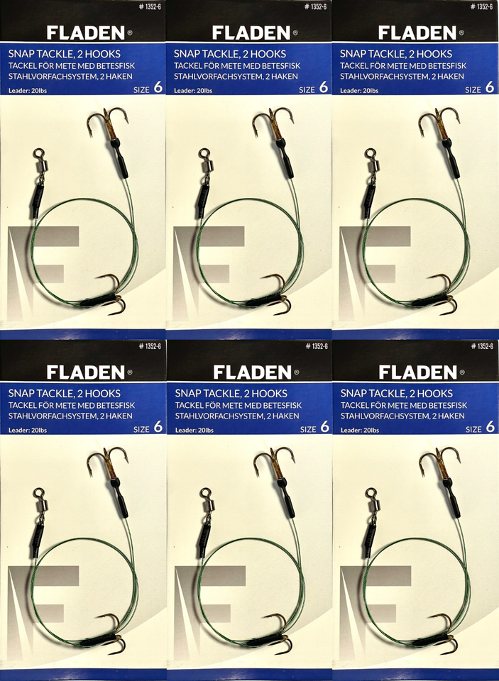 6 x Fladen Pike Fishing Wire Traces Deadbait Treble Hook Snap Tackle ...