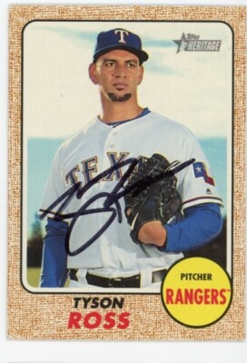 SIGNED BASEBALL CARD AUTO TOPPS 2017 HERITAGE TYSON ROSS TEXAS RANGERS ...