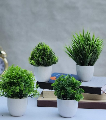 Artificial Mini Plants with Pot Set of 4 Green | eBay