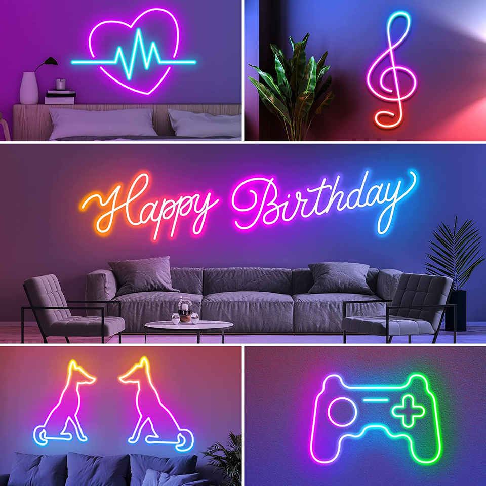 20Ft RGB Neon Rope Lights, Music Sync Gaming Led Strip App/Remote ...