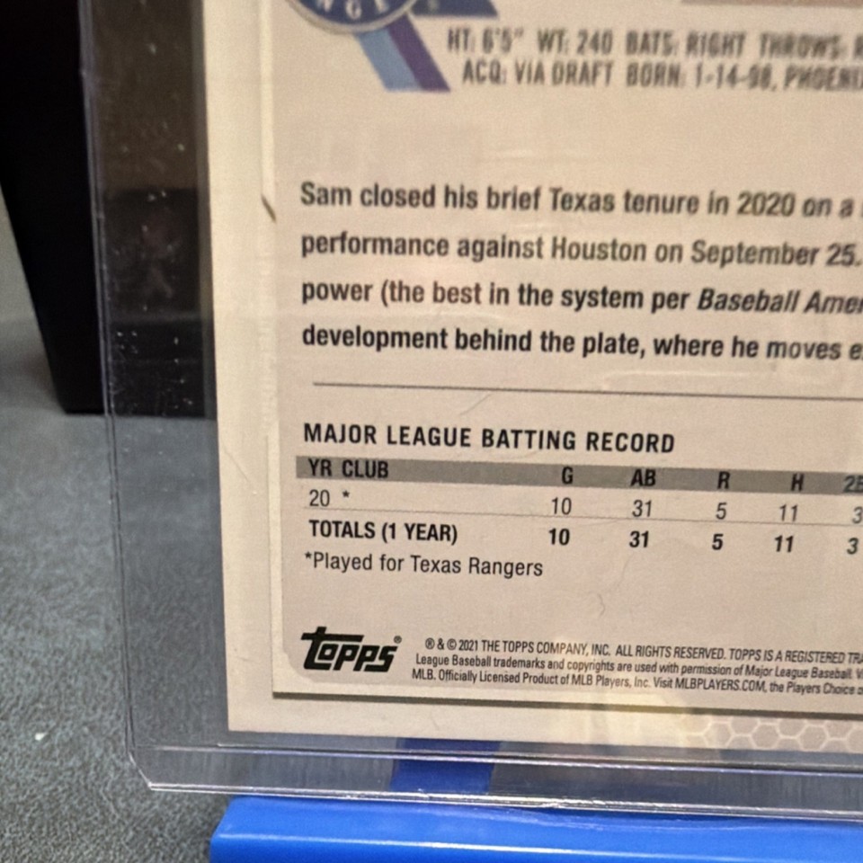 Topps Sam Huff 2021 Serial Numbered #109/199 Texas Rangers Baseball | eBay
