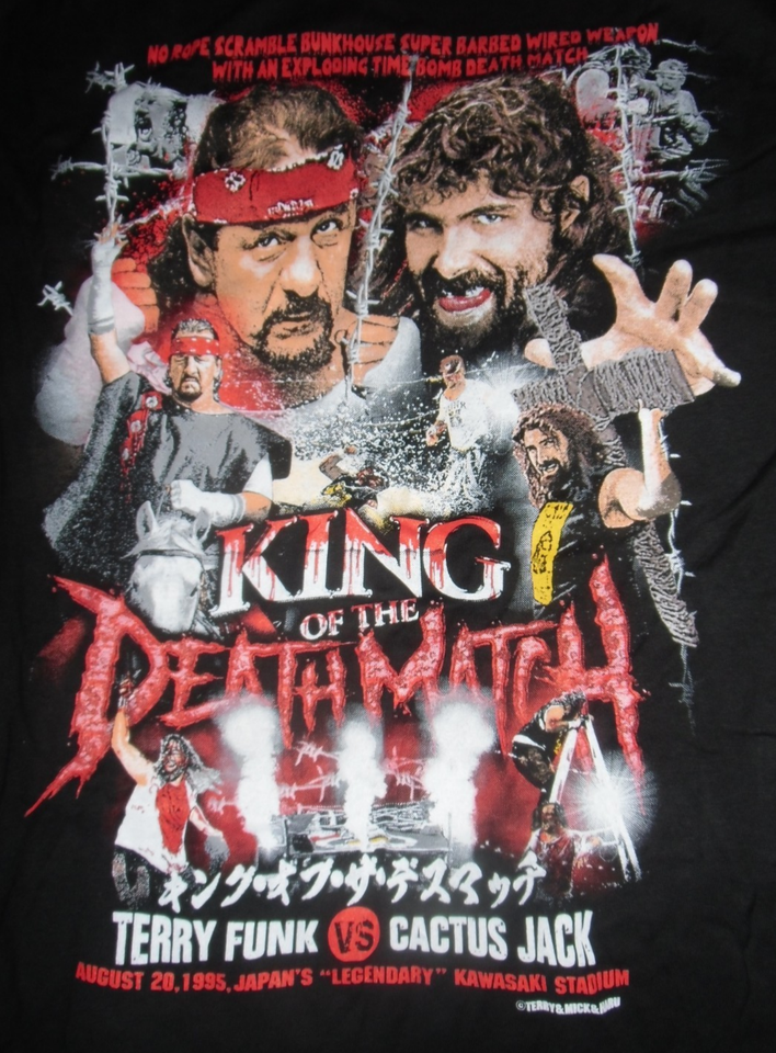 TERRY FUNK-CACTUS JACK T-SHIRT KING OF THE DEATHMATCH 1995 WWE ECW Mick ...