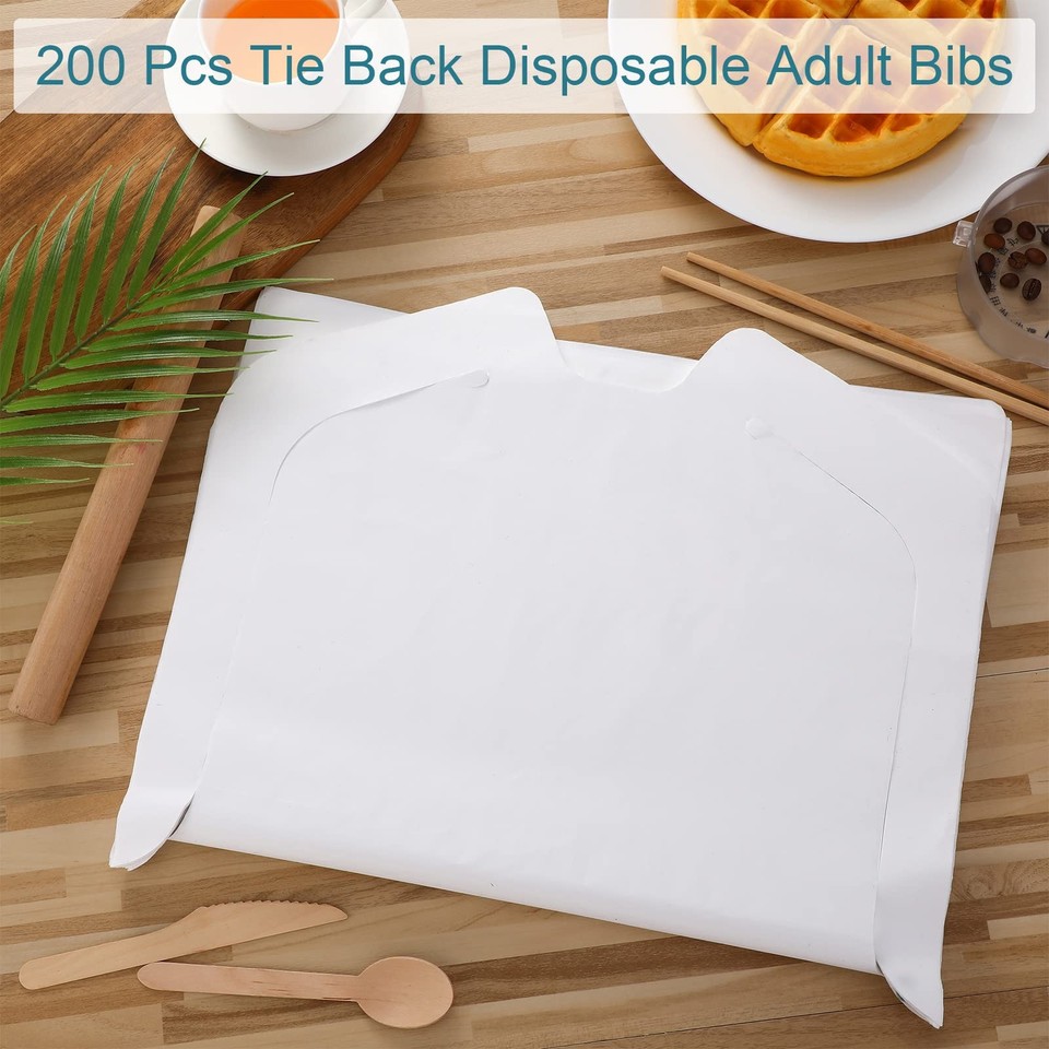 200 Pack Disposable Waterproof Bibs for Adults Dining Cloth Protectors ...