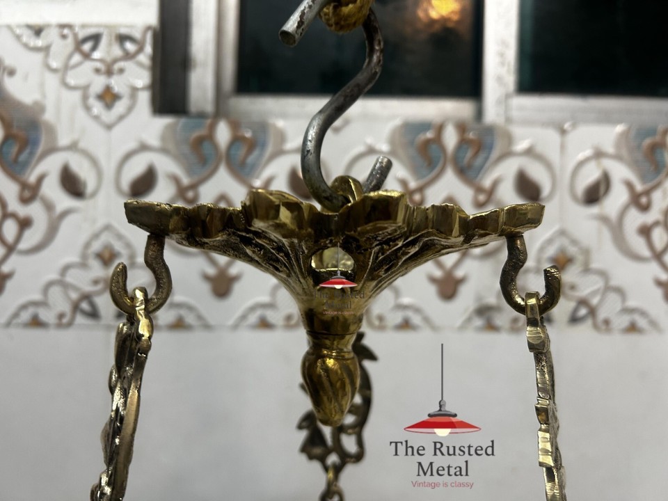 Vintage Brass Mermaid Ceiling Pendant Light - Art Deco Chandelier Lamp ...