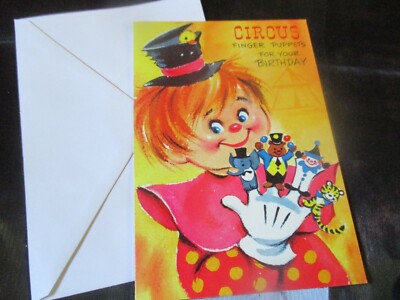 NEW UNUSED Vintage HAPPY BIRTHDAY CLOWN w/ACTIVITY Card & Envelope -#51 ...