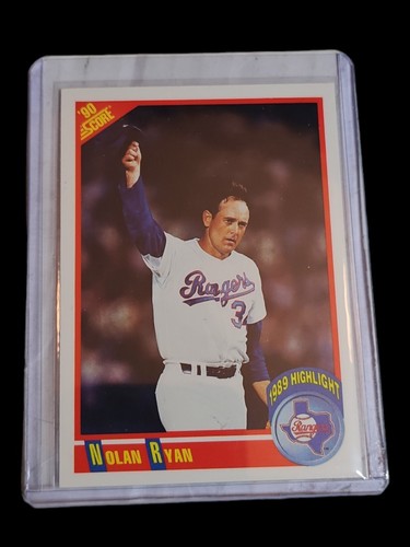 1990 Score # 696 NOLAN RYAN Texas Rangers 1989 Highlights Fans No. 5000 ...
