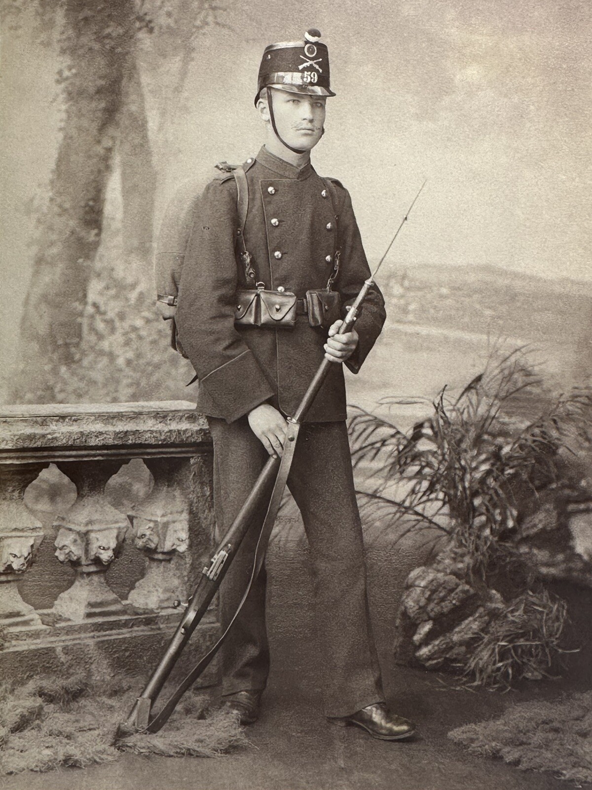 Handsome Swiss Soldier Bayonet Shako Rgt 59 Portrait Cabinet Card ...