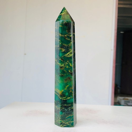 286g Natural Emerald Quartz Crystal Wand Point Mineral specimen Healing ...