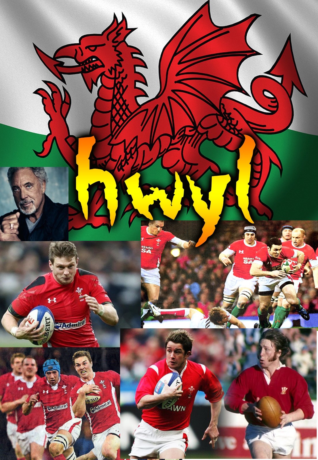 Wales Welsh Rugby cymru Happy Birthday PERSONALISED sport ART Card hwyl ...