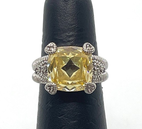 Judith Ripka Canary Crystal CZ Sterling Silver Ring S. 7 | eBay