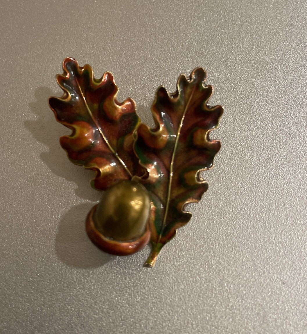 Beautiful Vintage ACCESSOCRAFT Enamel Acorn Oak Leaf … - Gem
